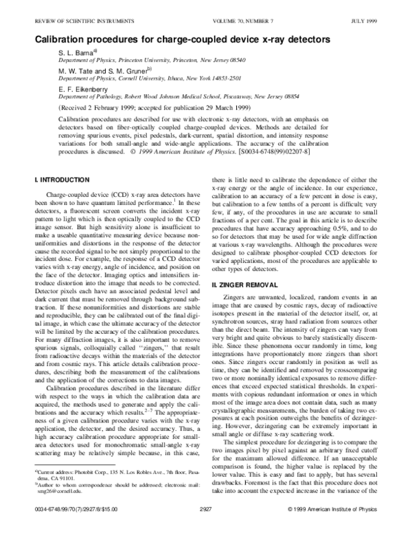 (PDF) Calibration procedures for charge-coupled device x-ray detectors