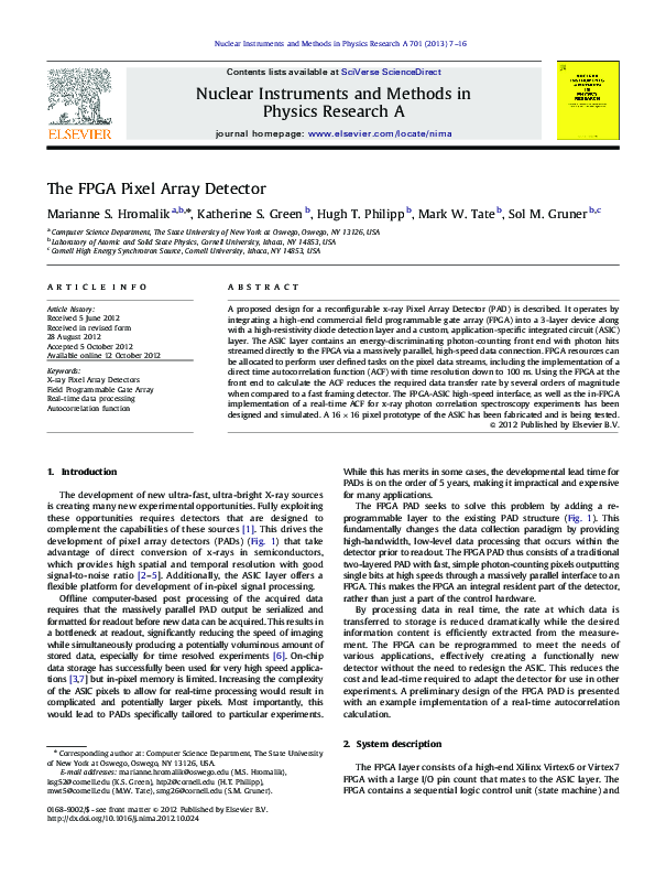 Pdf The Fpga Pixel Array Detector