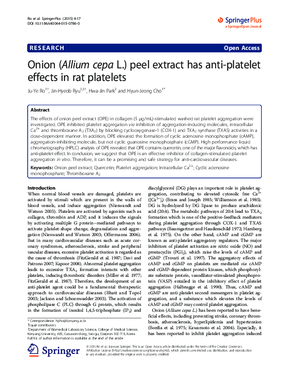 (PDF) Onion (Allium cepa L.) peel extract has anti-platelet effects in ...