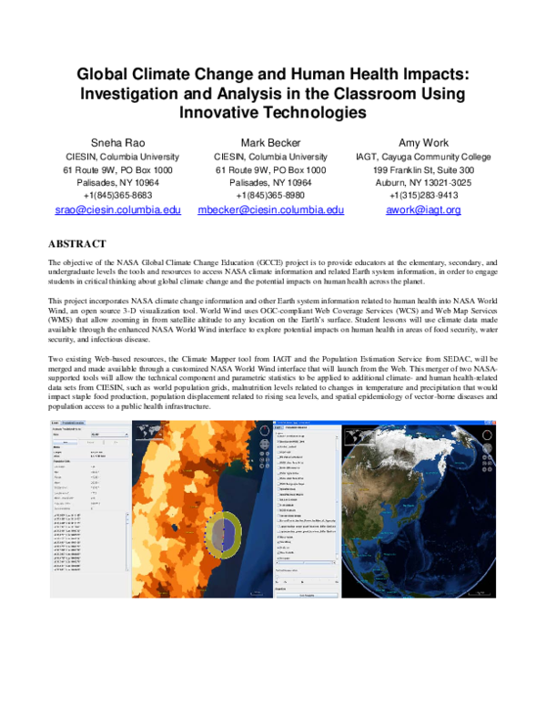 (PDF) Global climate change and human health impacts