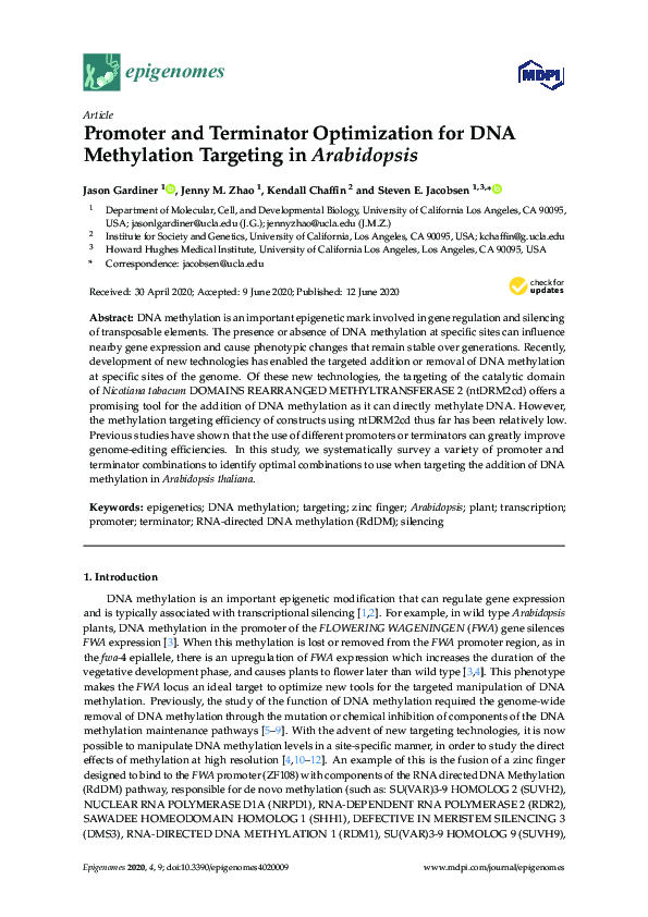 (PDF) Promoter and Terminator Optimization for DNA Methylation ...