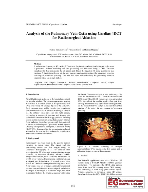 (PDF) Analysis of the Pulmonary Vein Ostia using Cardiac 4DCT for ...