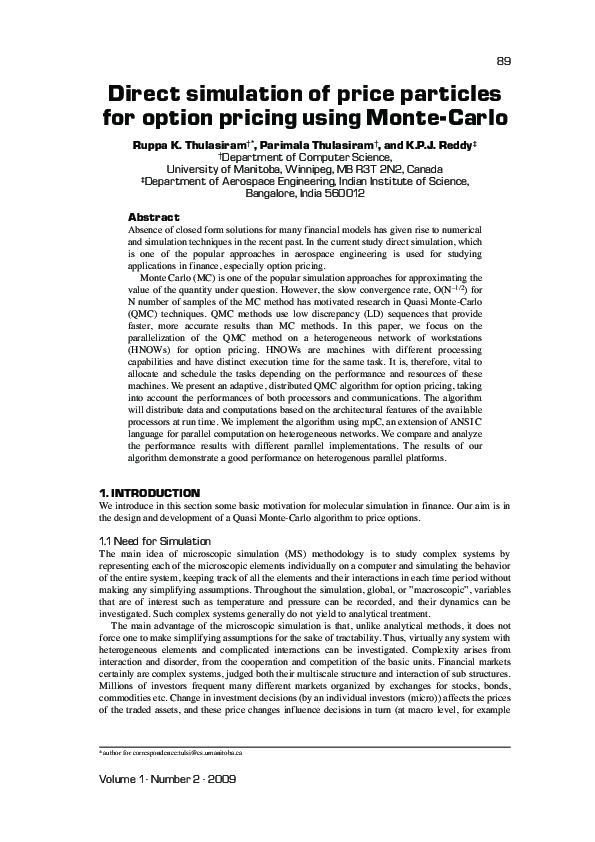 (PDF) Direct simulation of price particles for option pricing using ...
