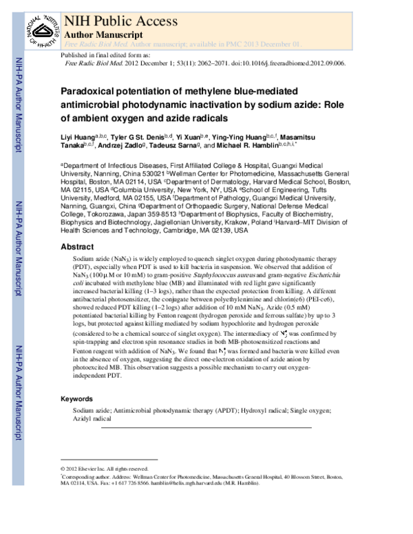 (PDF) Paradoxical potentiation of methylene blue-mediated antimicrobial photodynamic ...