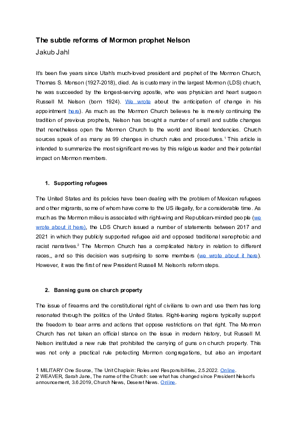 (DOC) The subtle reforms of the Mormon prophet Nelson