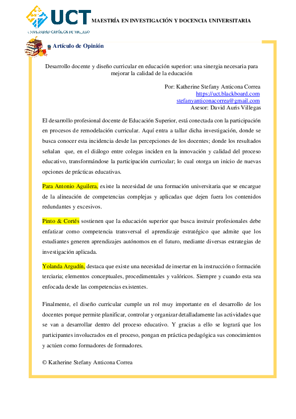 (PDF) Desarrollo docente y diseño curricular en educación superior: una sinergia necesaria para ...