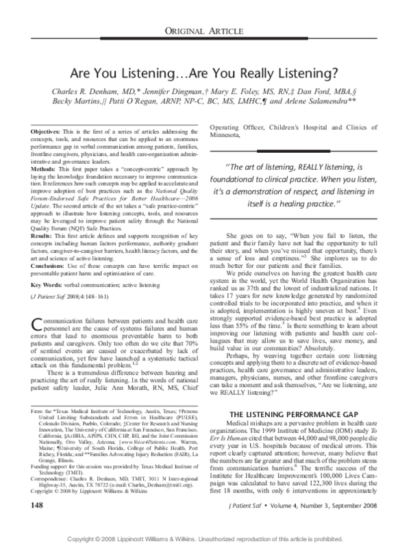 (PDF) Are You Listening...Are You Really Listening?