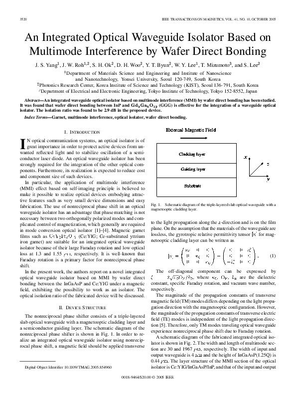 (PDF) An integrated optical waveguide isolator based on multimode interference by wafer direct ...