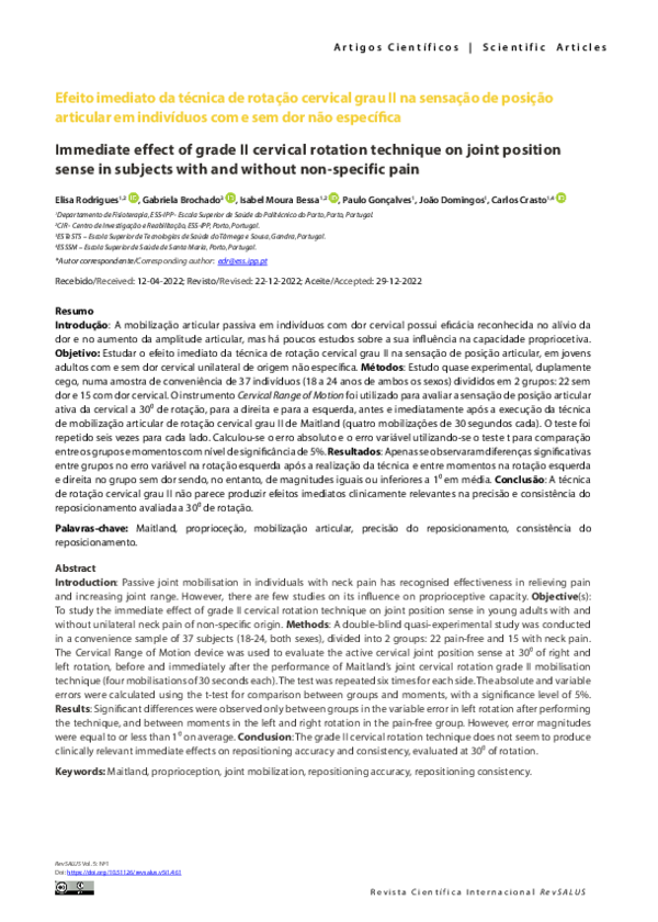 (PDF) Immediate effect of grade II cervical rotation technique on joint ...