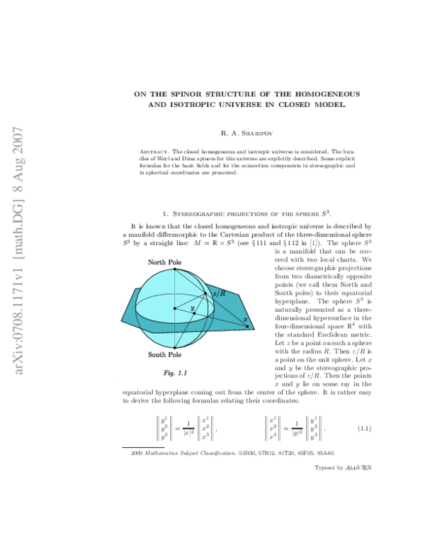 (PDF) On the spinor structure of the homogeneous and isotropic universe ...