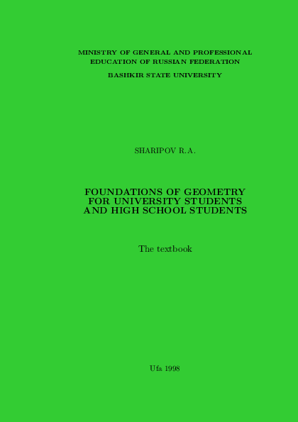 (PDF) Foundations of geometry for university students and high-school ...