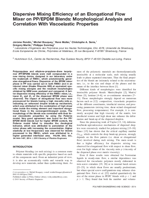 (PDF) Dispersive mixing efficiency of an elongational flow mixer on PP/EPDM blends ...