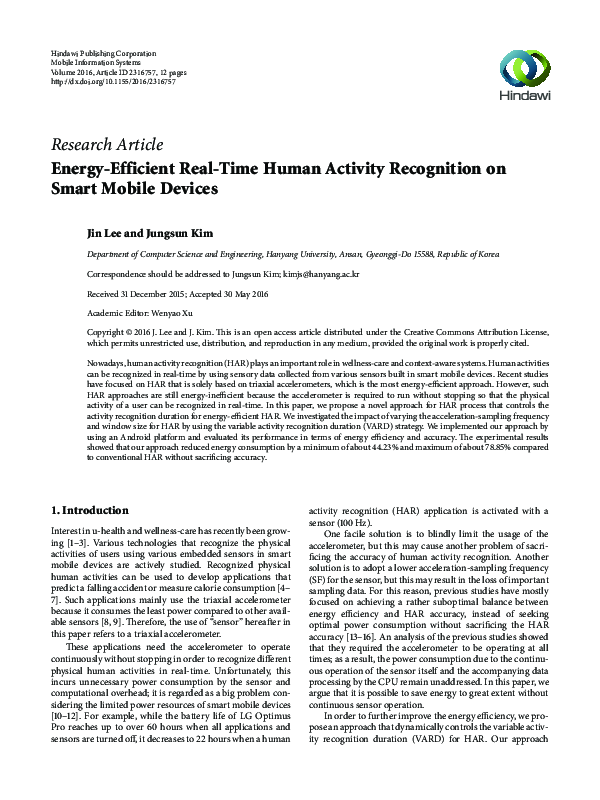 (PDF) Energy-Efficient Real-Time Human Activity Recognition on Smart ...