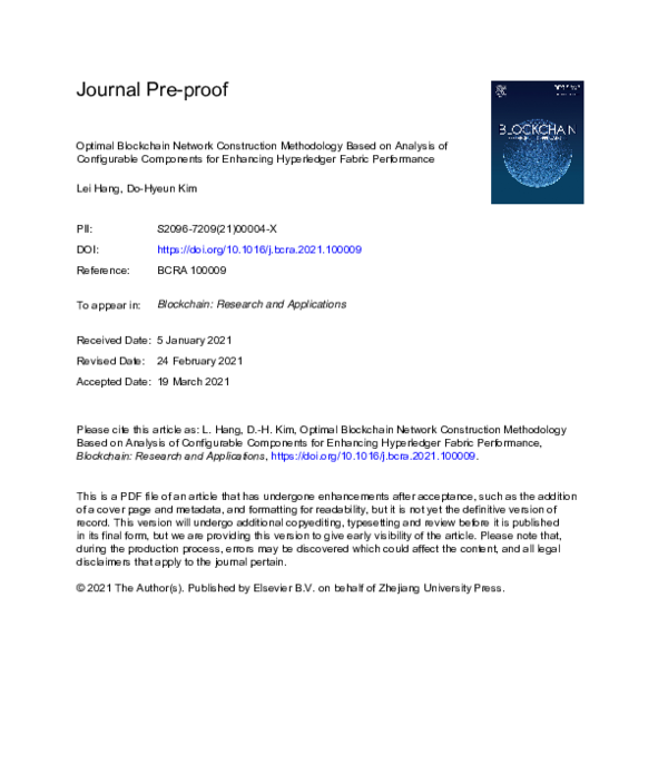 Pdf Optimal Blockchain Network Construction Methodology Based On