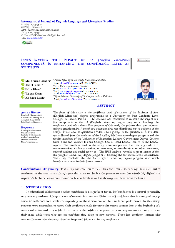 (PDF) Investigating the Impact of BA (English Literature) Components in ...