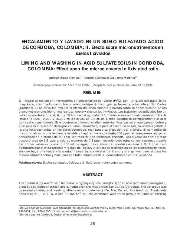 (PDF) Encalamiento y lavado en un suelo sulfatado acido de Córdoba ...