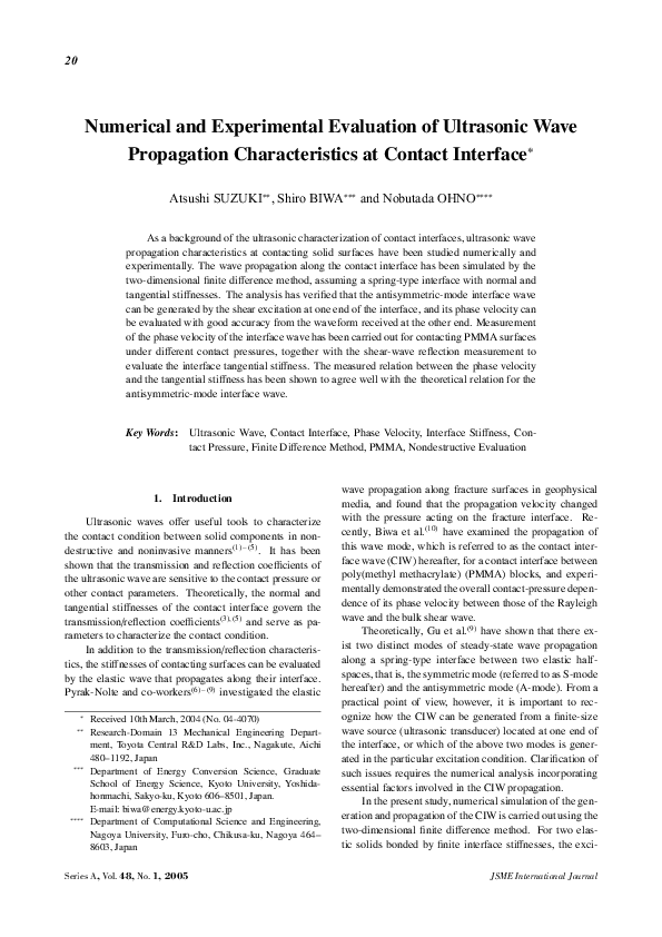 Pdf Numerical And Experimental Evaluation Of Ultrasonic Wave