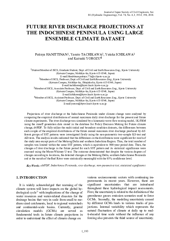 (PDF) Future River Discharge Projections at the Indochinese Peninsula ...