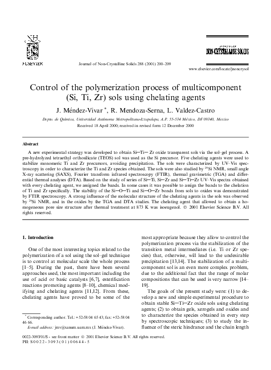 (PDF) Control of the polymerization process of multicomponent (Si, Ti ...