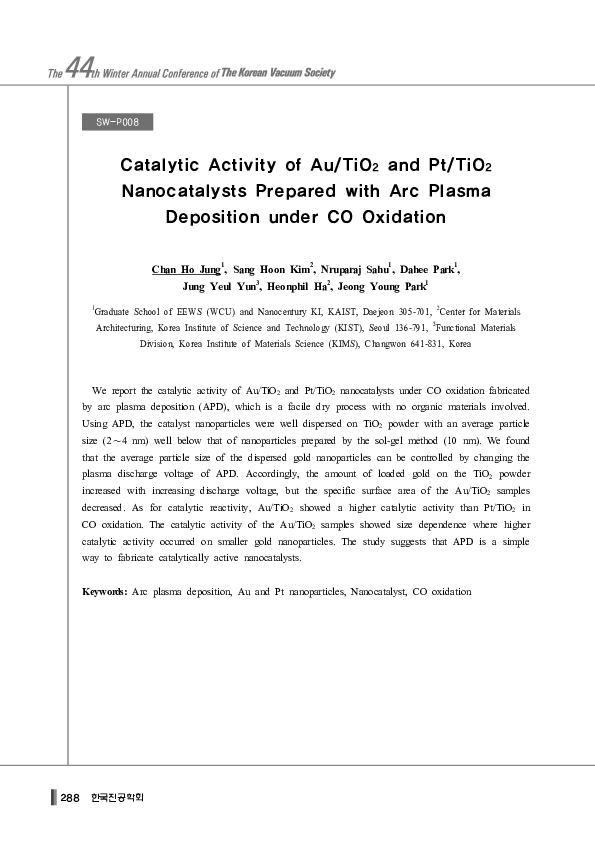 (PDF) Catalytic activity of Au/TiO2 and Pt/TiO2 nanocatalysts prepared with arc plasma ...