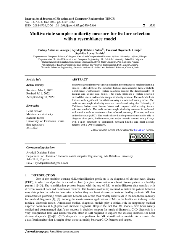 (PDF) Multivariate sample similarity measure for feature selection with a resemblance model