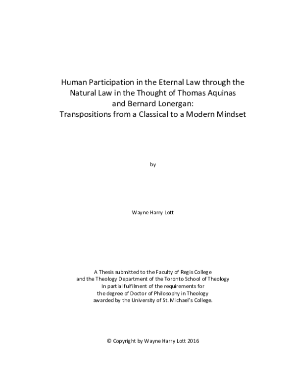 (PDF) Human Participation in the Eternal Law through the Natural Law in ...