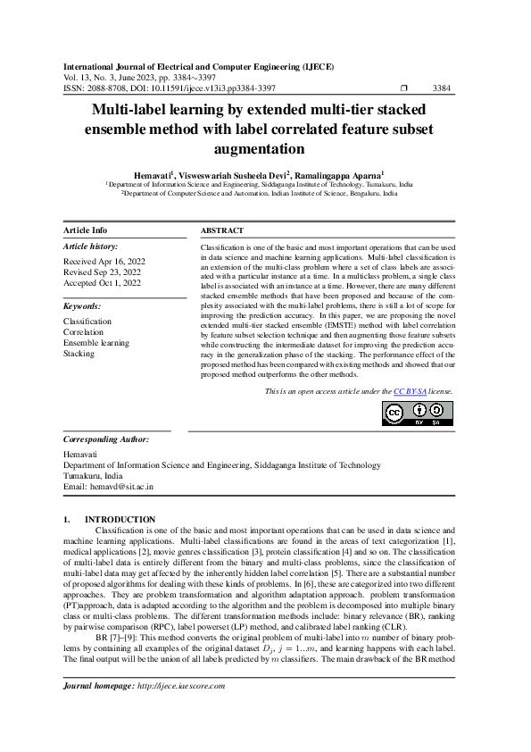 (PDF) Multi-label learning by extended multi-tier stacked ensemble method with label correlated ...