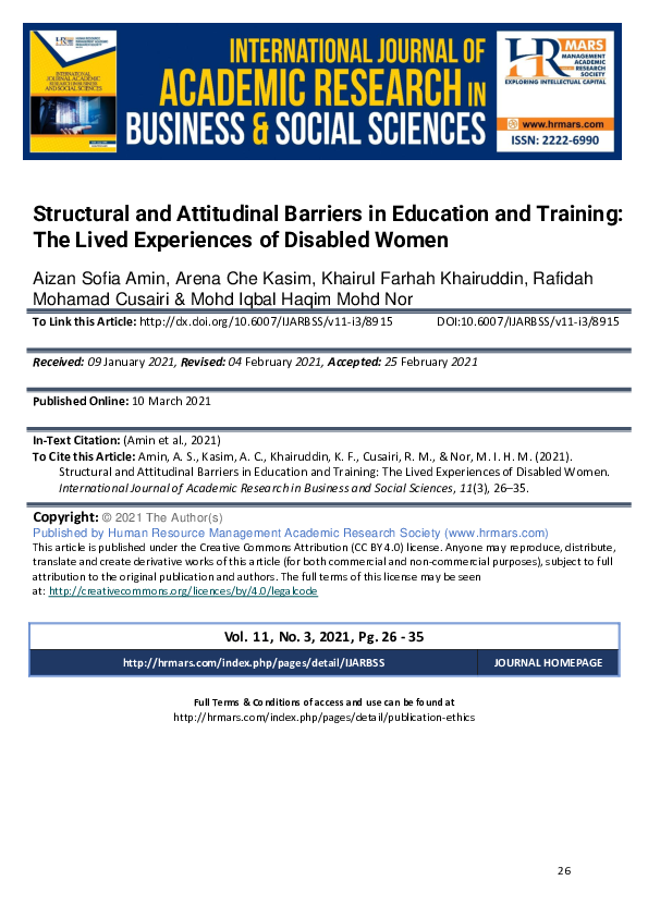 (PDF) Structural and Attitudinal Barriers in Education and Training ...