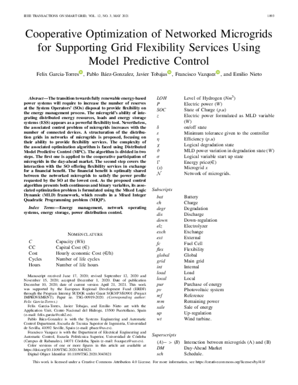Pdf Cooperative Optimization Of Networked Microgrids For Supporting Grid Flexibility Services