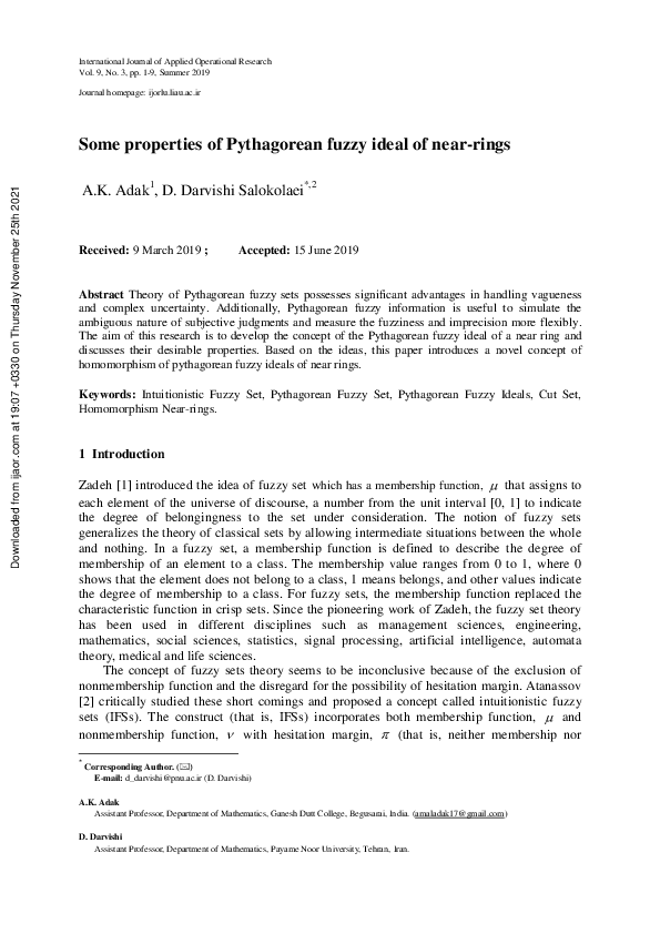 (PDF) Some properties of Pythagorean fuzzy ideal of near-rings