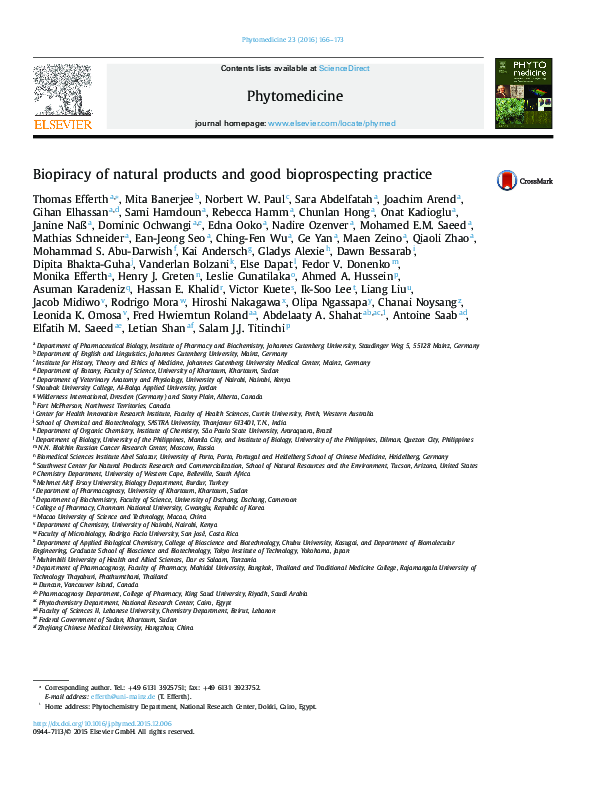 Biopiracy of natural products and good bioprospecting practice