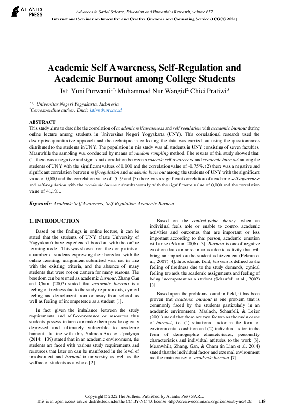 (PDF) Academic Self Awareness, Self-Regulation and Academic Burnout ...