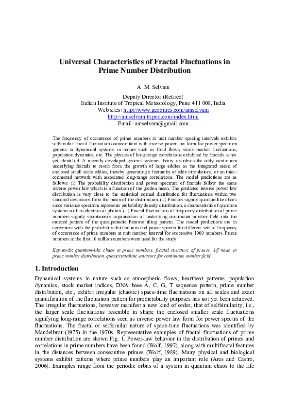 (PDF) Universal characteristics of fractal fluctuations in prime number ...