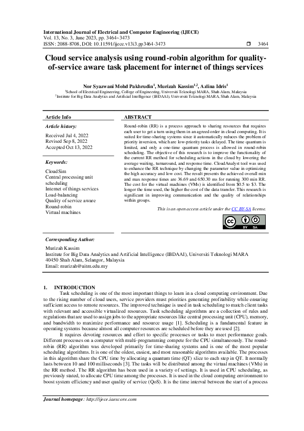 Pdf Cloud Service Analysis Using Round Robin Algorithm For Qualityof 7983