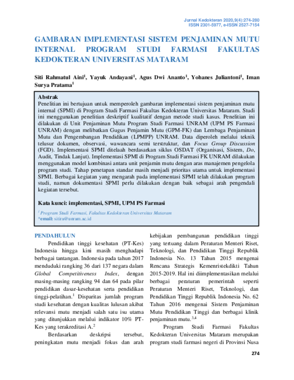 (PDF) Gambaran Implementasi Sistem Penjaminan Mutu Internal Program ...
