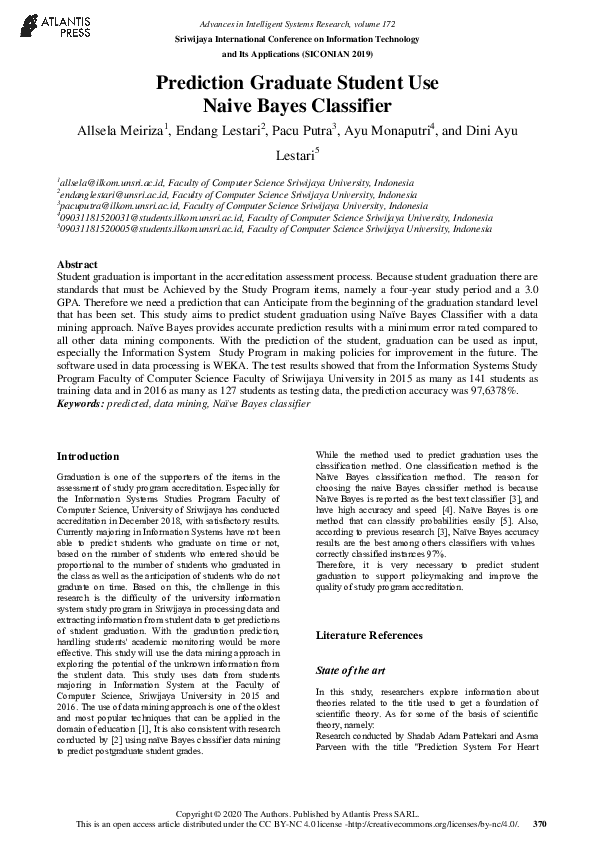 (PDF) Prediction Graduate Student Use Naive Bayes Classifier