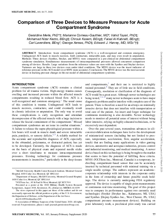 (PDF) Comparison of Three Devices to Measure Pressure for Acute ...