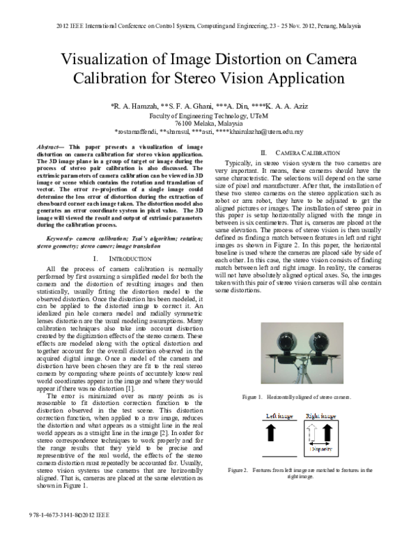 Pdf Visualization Of Image Distortion On Camera Calibration For Stereo Vision Application