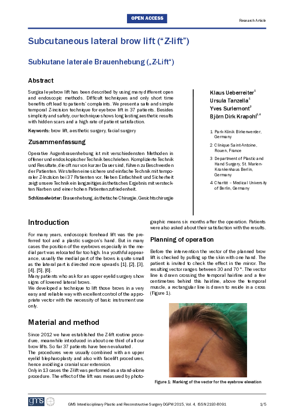 (PDF) Safe and Simple Z-Lift for Eyebrow Elevation