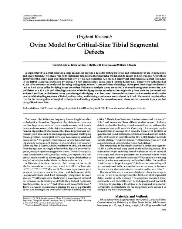 (PDF) Ovine model for critical-size tibial segmental defects