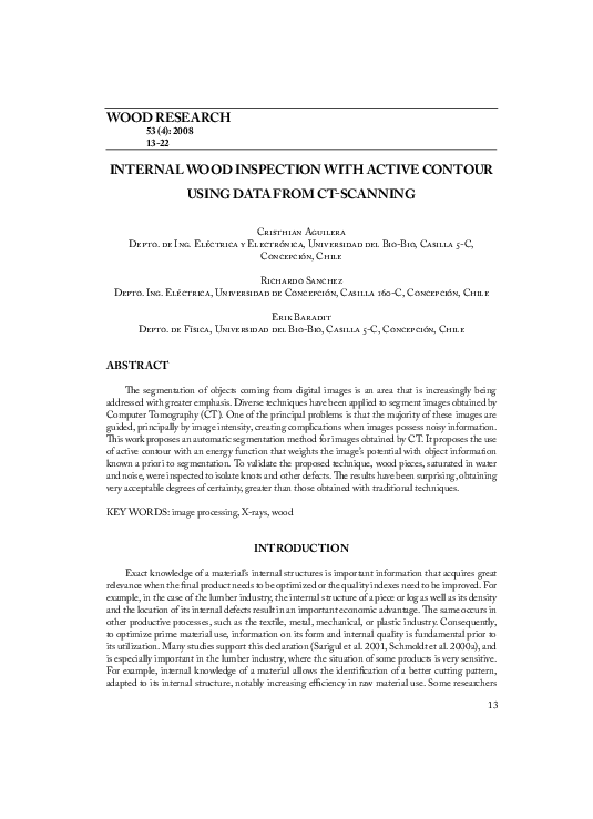 (PDF) Internal wood inspection with active contour using data from CT ...