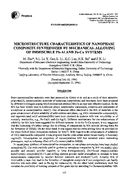 (PDF) Microstructure characteristics of nanophase composite synthesized by mechanical alloying ...