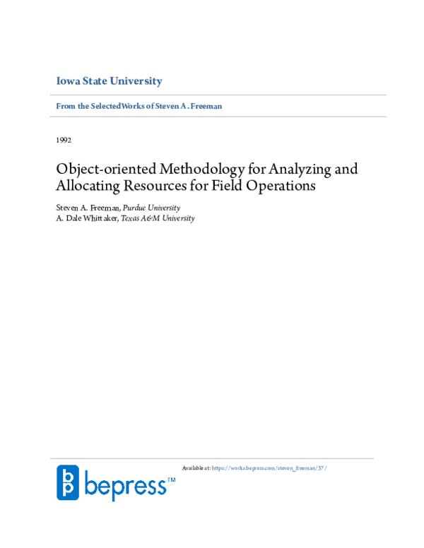(PDF) Object-oriented Methodology for Analyzing and Allocating ...