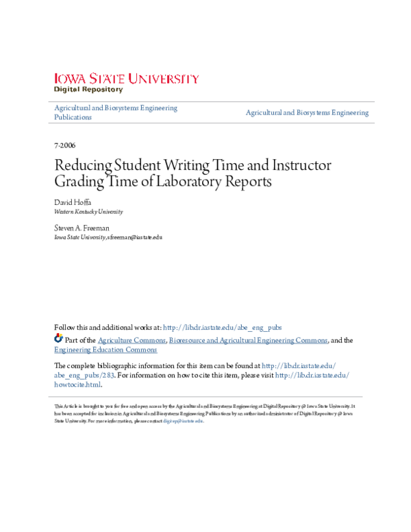 (PDF) Reducing Student Writing Time and Instructor Grading Time of ...