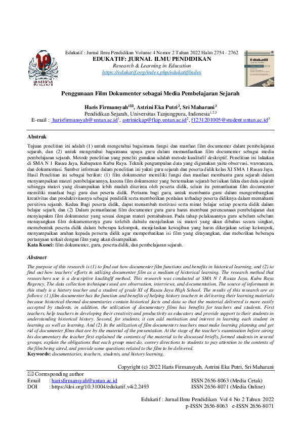 (PDF) Penggunaan Film Dokumenter sebagai Media Pembelajaran Sejarah