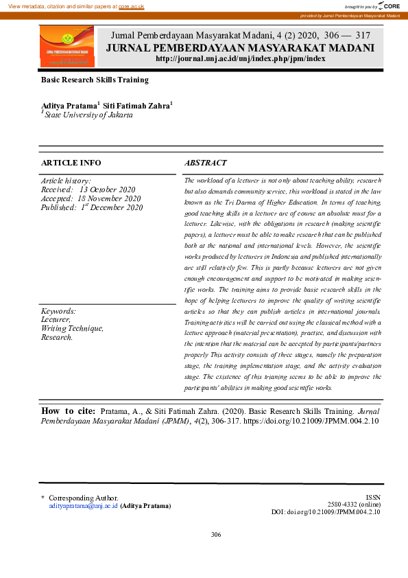 (PDF) Basic Research Skills Training