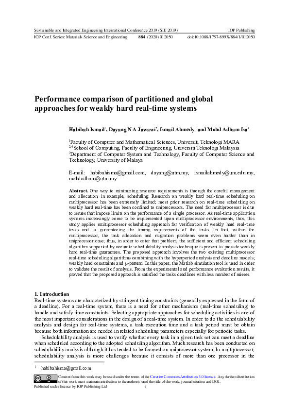 Pdf Performance Comparison Of Partitioned And Global Approaches For Weakly Hard Real Time Systems