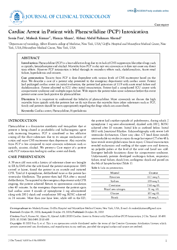(PDF) Cardiac Arrest in Patient with Phencyclidine (PCP) Intoxication ...