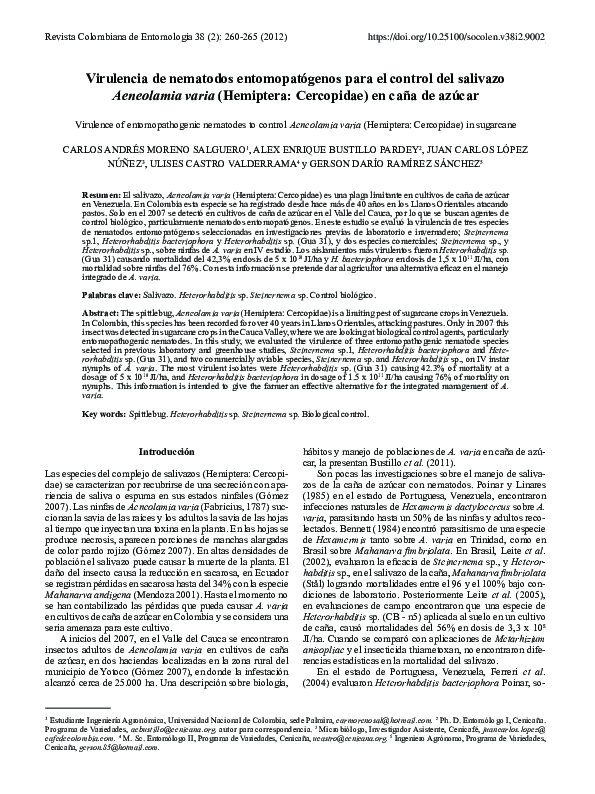 (PDF) Virulencia de nematodos entomopatógenos para el control del ...