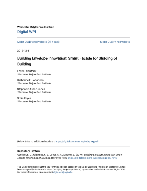 (PDF) Building Envelope Innovation: Smart Facade for Shading of Building